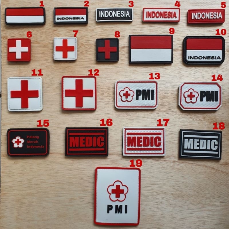 MERAH Pmi logo rubber patch - Indonesian red cross - medical - health ...