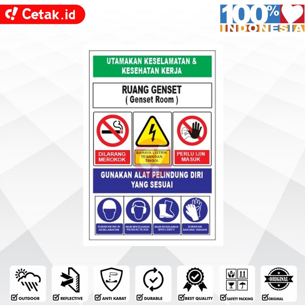 Sign Sticker Prioritize Work Safety And Health (Generator Room ...