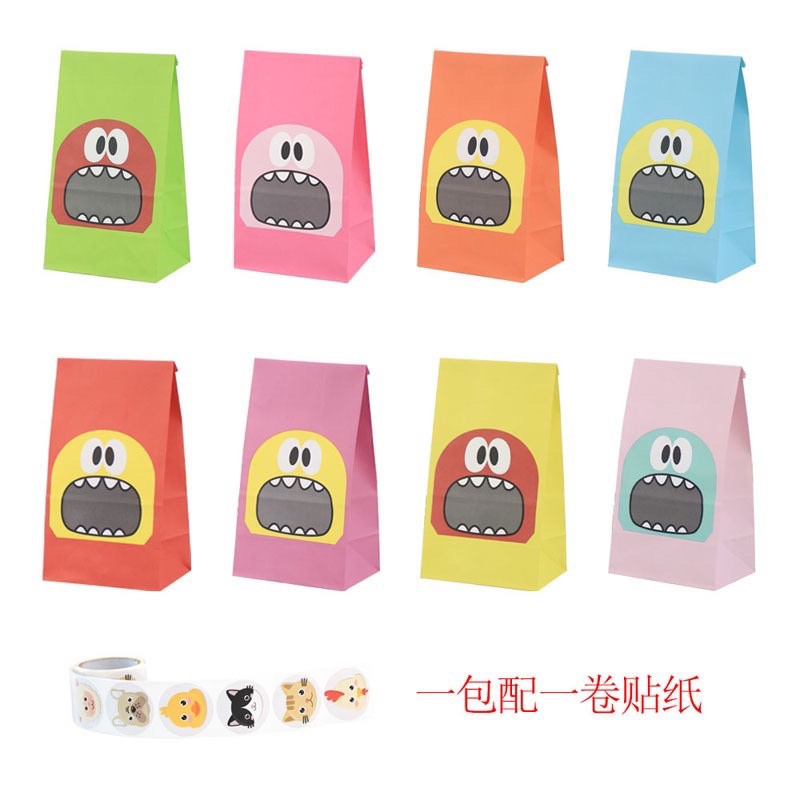(16Pcs) Paper Bag/Goodie Bag/Birthday Snack Bag Cartoon Motif Free ...