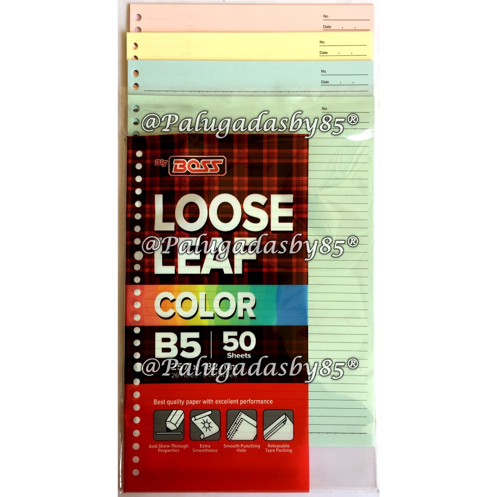 (1 Pack of 50 Sheets) WHOLESALE Loose Leaf Big Boss B5 50 Rainbow ...