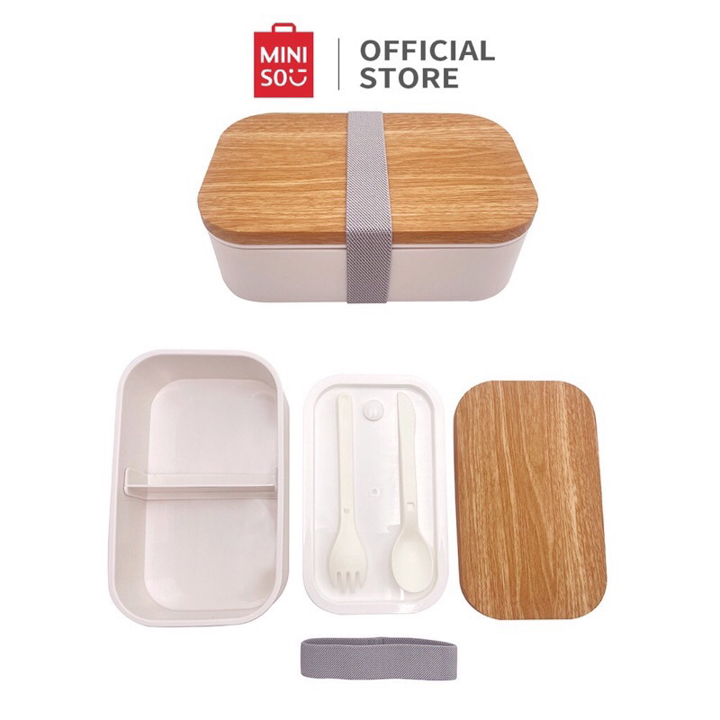 Miniso lunch box, lunch box 900ml spoon & fork | Shopee Philippines