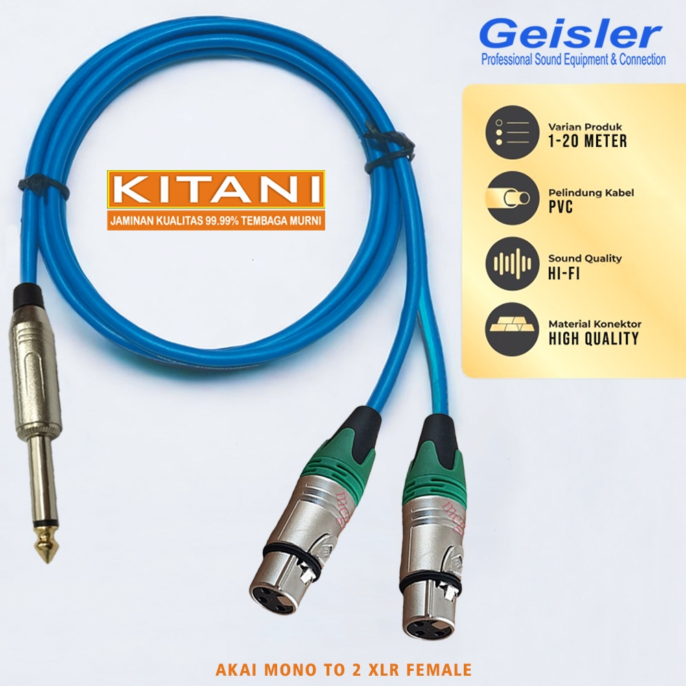 Audio Cable/Cable Mixer In-Out Jack Akai Mono 1 to 2 XLR Female GEISLER ...