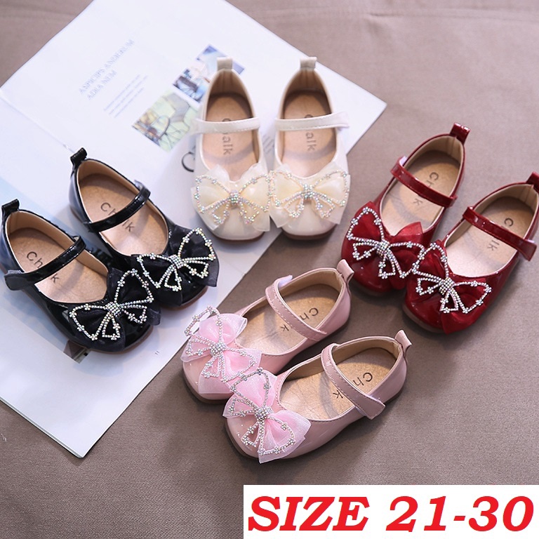 SEND IMMEDIATELY.. SH28-Tile Princess Bow Girls Party Shoes | Shopee ...