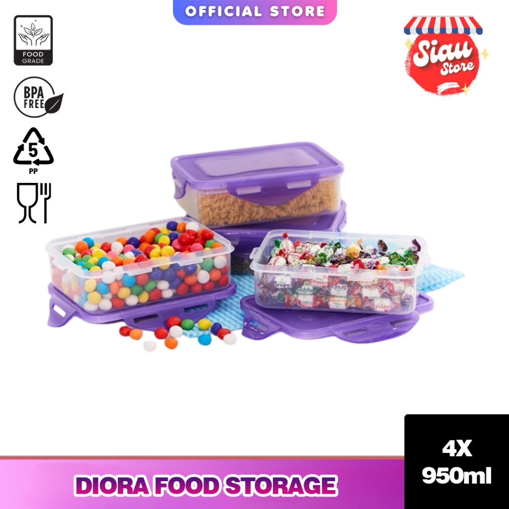 SIAU STORE DIORA FOOD STORAGE 950ML KEY 4 SIDES SET 4 PCS/ PLASTIC ...