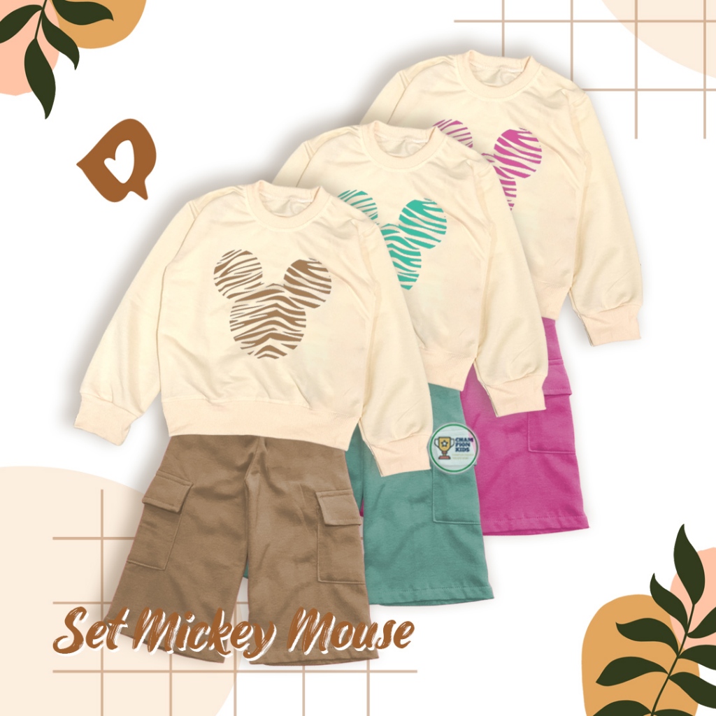 Mickey MOUSE SET - MICKEY MOUSE Motif SET Baby Terry Material/Girls SET ...