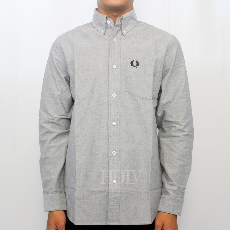 Fred Perry Oxford Shirt Gray (100% Original) | Shopee Philippines