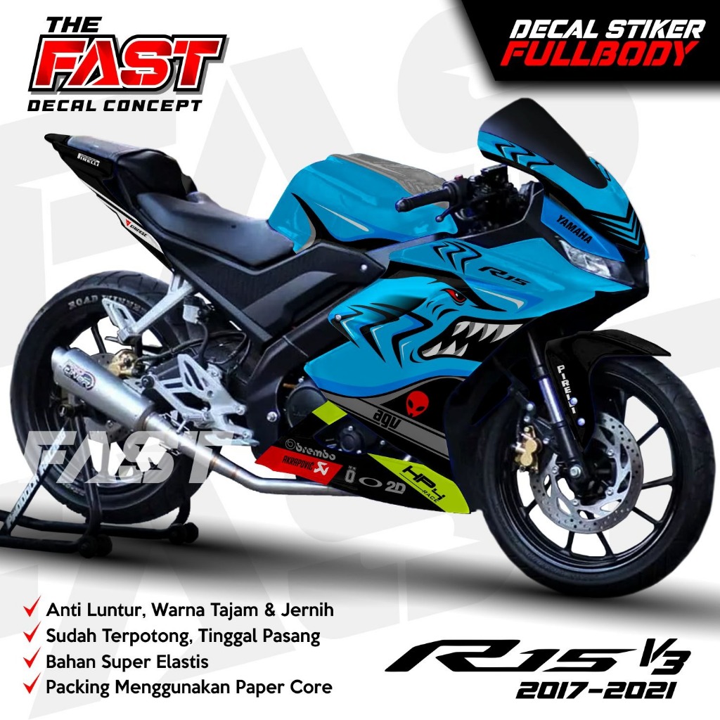 Simple Plain R15 V3 Motorcycle Sticker Decal Fullbody Striping Yamaha ...