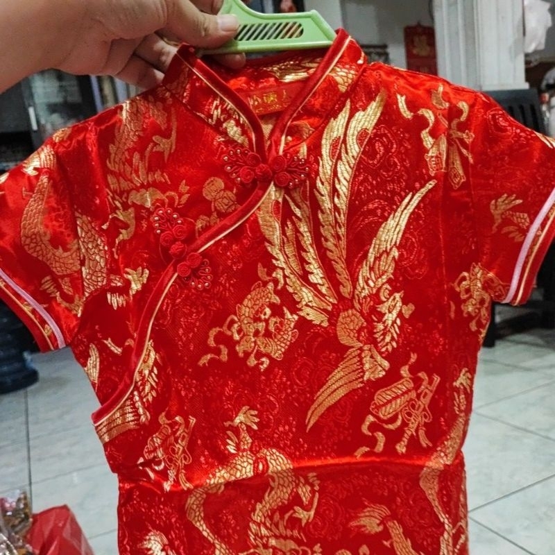 MERAH NEW Chinese NEW Year Red Cheongsam Dress CNY Children SML ...