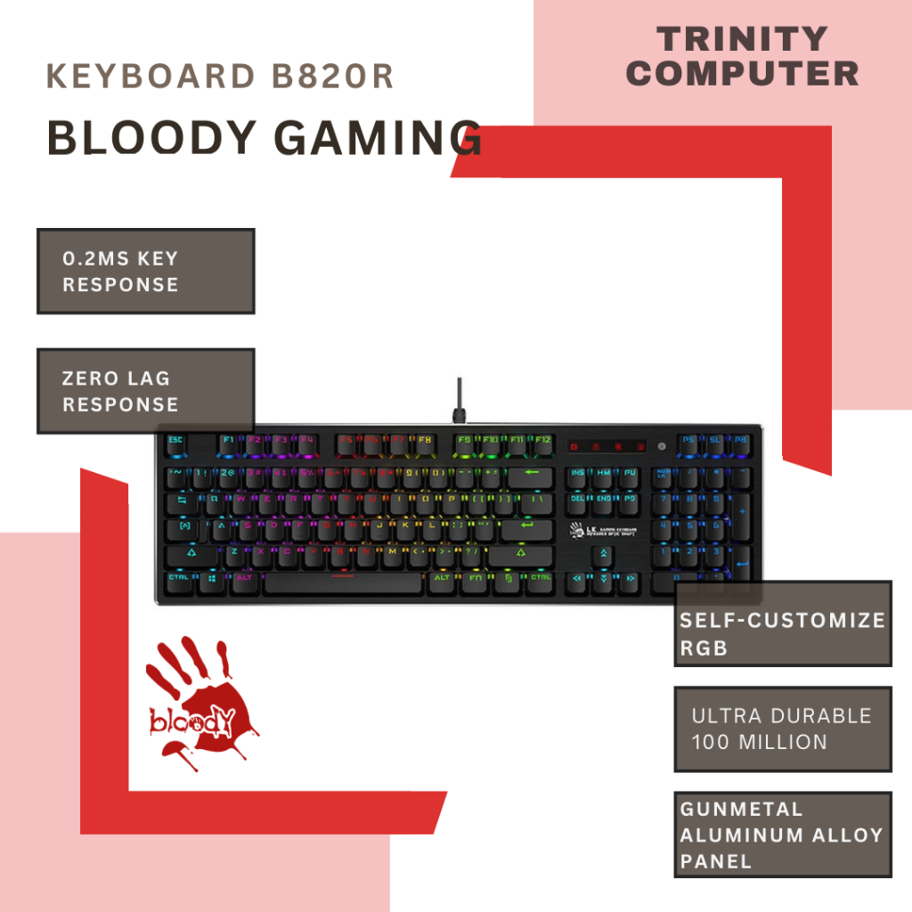 Gaming Keyboard Bloody B820R Anti Ghosting USB Response 0.2 ms RGB Up ...