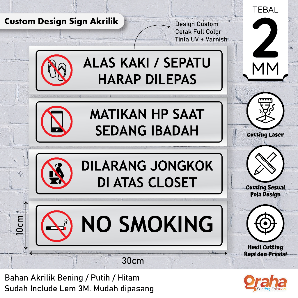 Print 30x10cm Acrylic Sign | Print Sign Board | Sign Board+UV Print ...