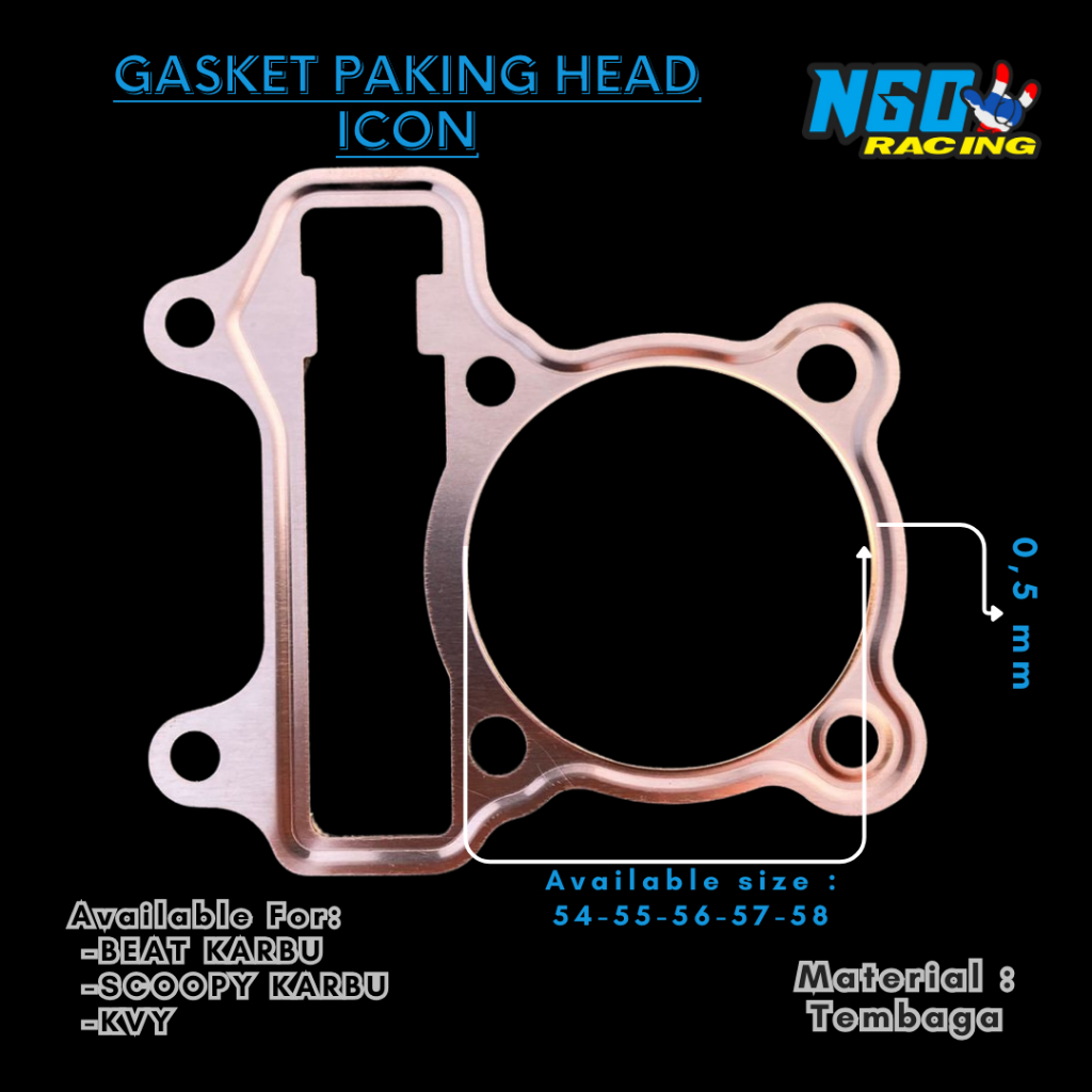 Gasket Block Gasket Head Copper Beat Scoopy Karbu KVY 54 55 56 57 58 mm ...