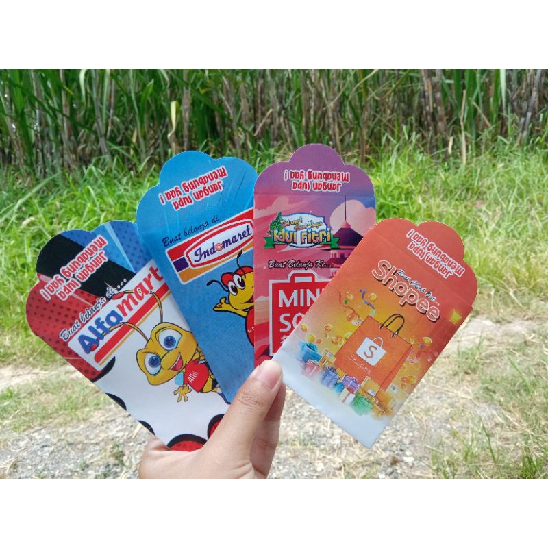 Eid envelope with E-commerce motif/ Sales/ Alfa/Indo/Miniso/ Shopee ...