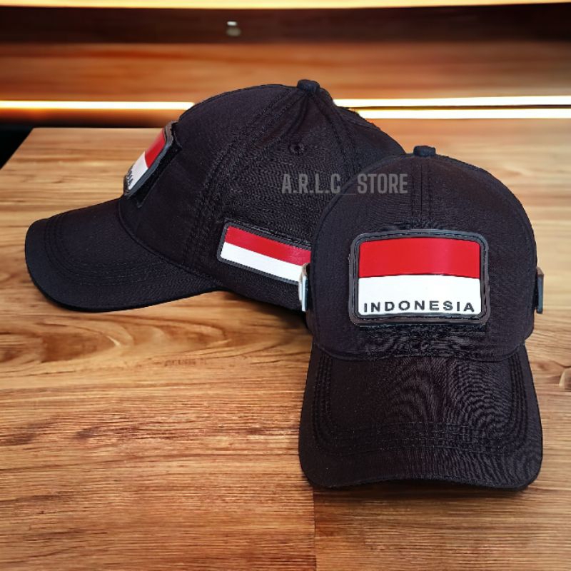 PUTIH MERAH Bdu tactical red and white flag hat with Indonesian writing ...
