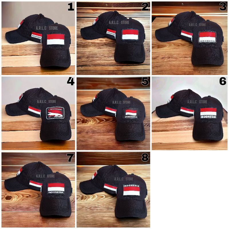HITAM PUTIH MERAH Bdu tactical hat black red and white Indonesian flag ...