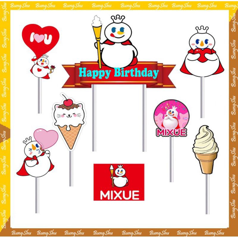 Mixue Cake topper, Mixue Birthday Cake Decoration, Mixue Character ...