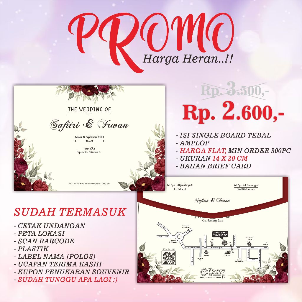 MERAH Maroon Hard Cover Wedding Invitation | Red | Envelope | Elegant ...