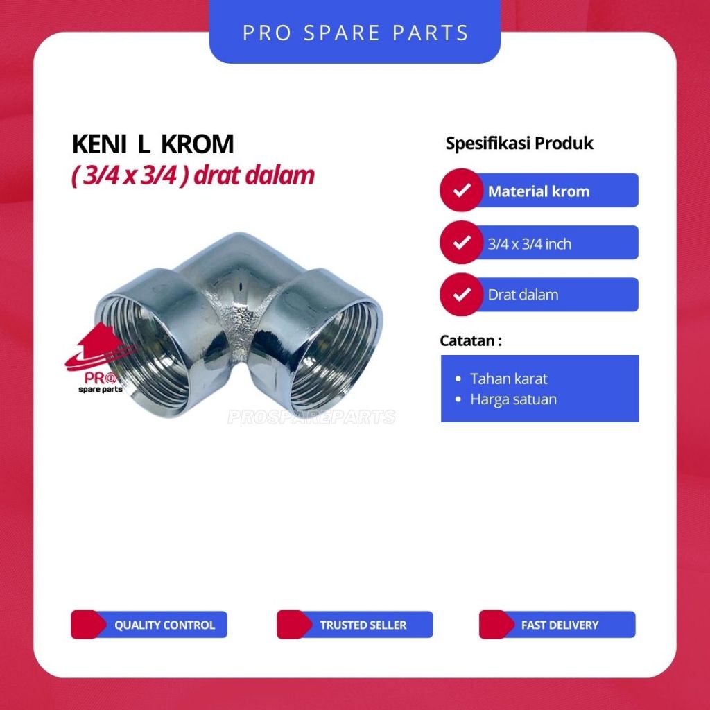 Keni L 3/4 x 3/4 Inch DRAT INSIDE - Brass Chrome/Nepel Kne/Elbow/Knie ...