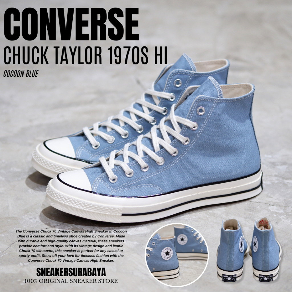 Converse CHUCK TAYLOR 1970S HI COCOON BLUE CT 70S CT 70 | Shopee ...