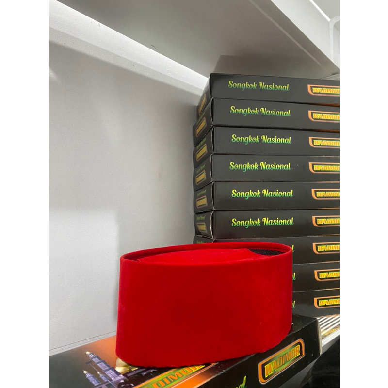 MERAH Peci/kopiah/songkok PLAIN WADIMORE AC RED/PECI BETAWI PREMIUM ...