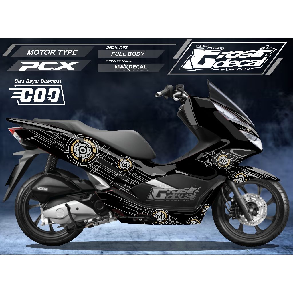 HITAM Honda PCX 150 Black Full Body Full Block Sticker Fullset Free ...