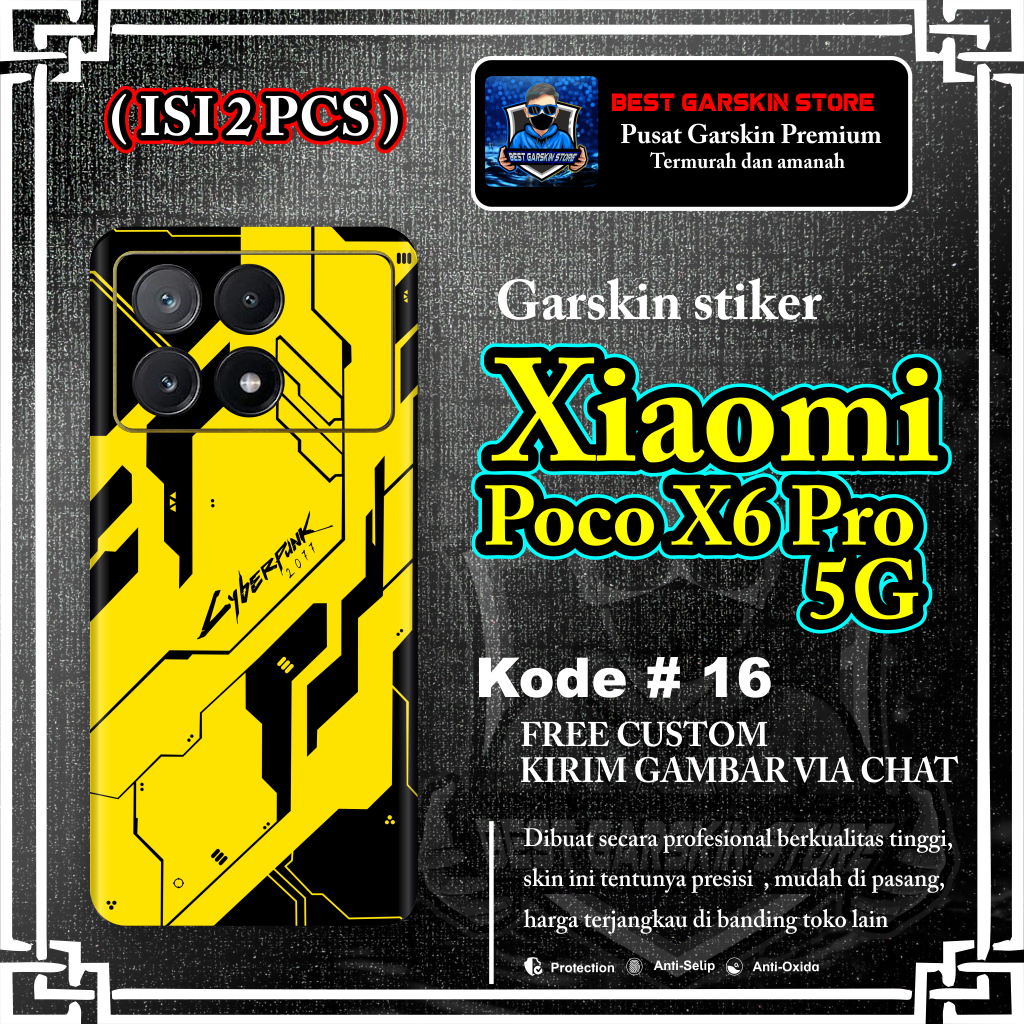 (Contains 2 Pcs) Garskin Sticker Xiaomi Poco X6 Pro 5G Motif 16-20 (You ...