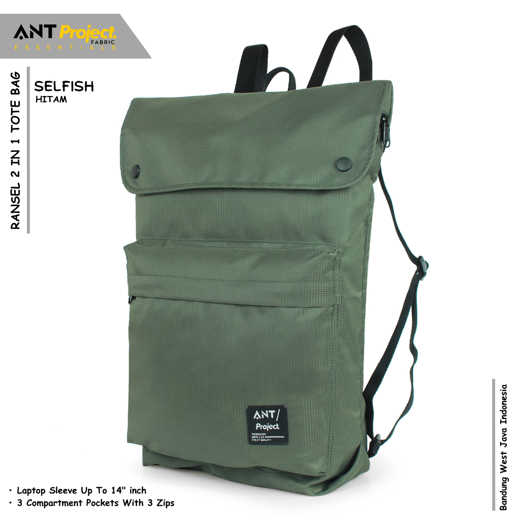 Ant Project - SELFISH Olive Unisex 25L Laptop Slot Backpack | Shopee ...