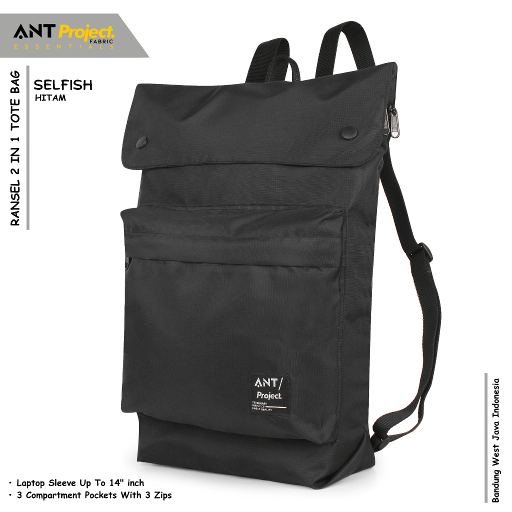 ANT PROJECT - SELFISH Black Unisex Laptop Slot Backpack 25L | Shopee ...