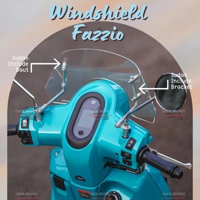 Winshil visor yamaha FAZZIO standard model plus 3 milli thick bracket ...
