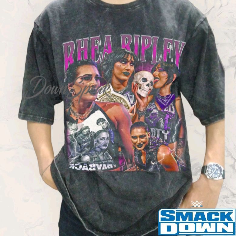 Rhea Ripley Wrestler WWE Vintage Wash T-shirt/We Smackdown Rhea Ripley ...