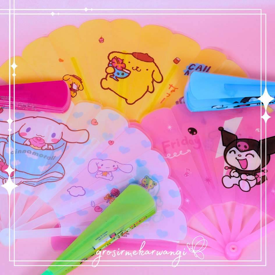 Sanrio Character Motif Folding Hand Fan Portable Character Mini ...
