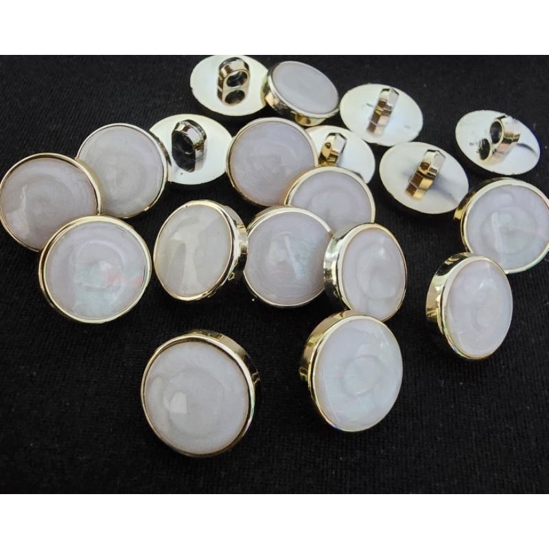 PUTIH 100pcs Luxury Buttons Abstract White Flat Marble motif Size 15mm ...