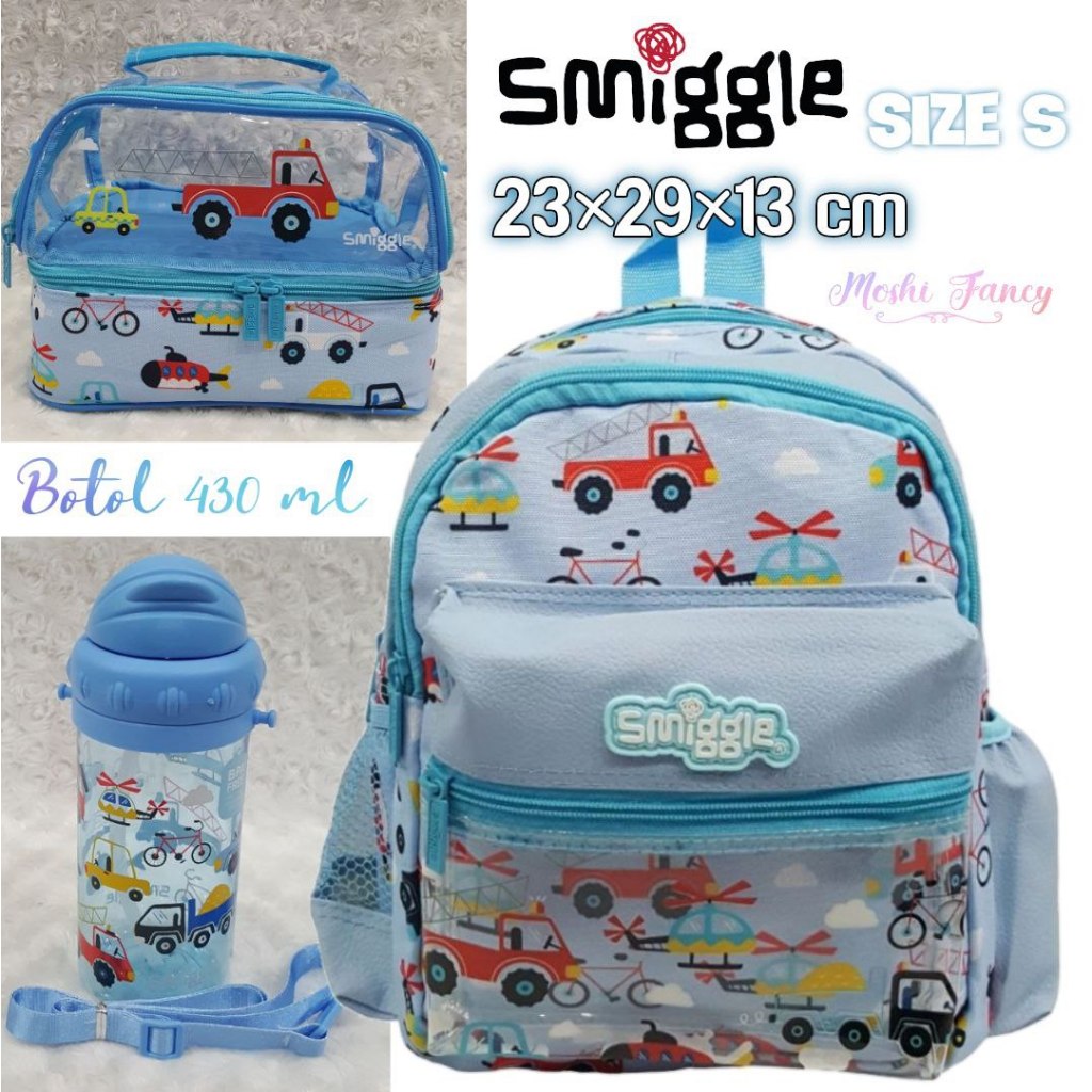 Smiggle PAUD Car Motif Bag / Boys Playgroup School Bag / Blue Car ...