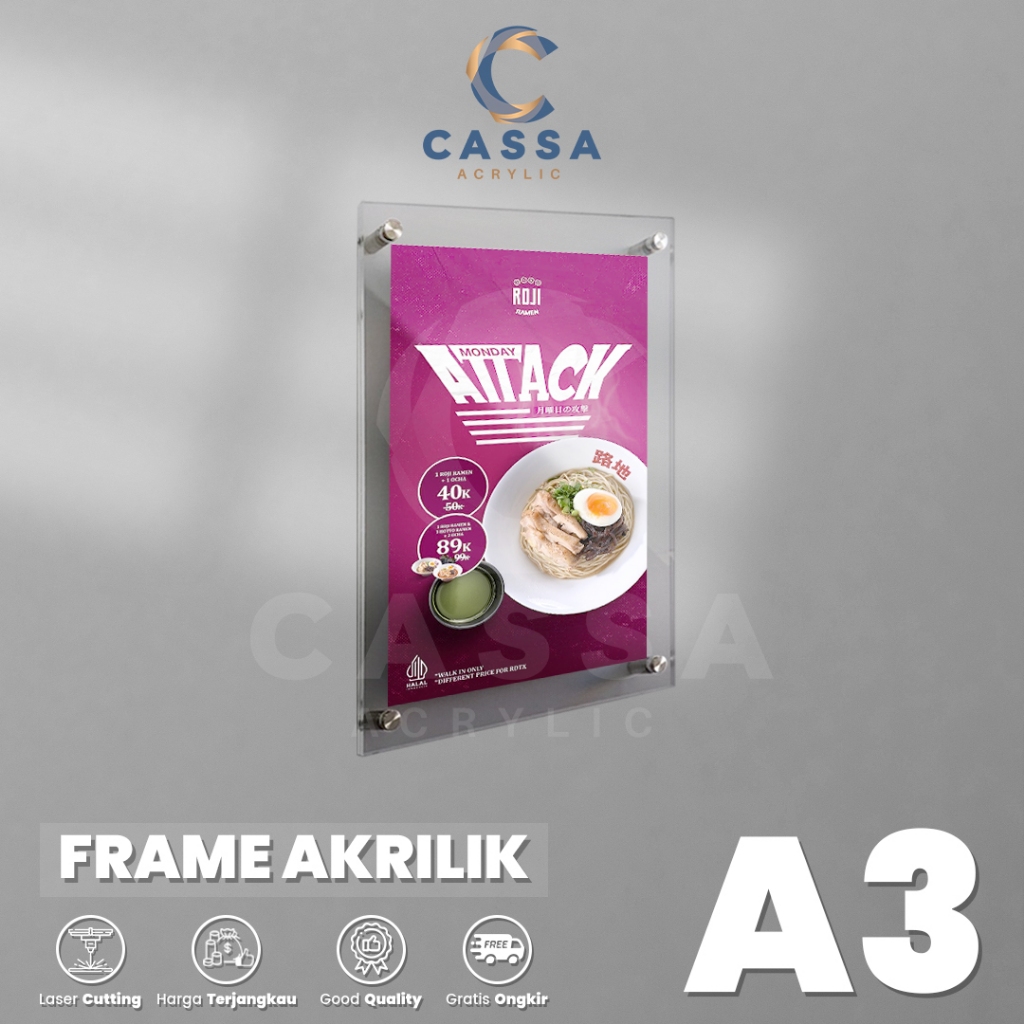Acrylic Wall Frame/Acrylic Menu Poster Display Frame - A3 Size | Shopee ...