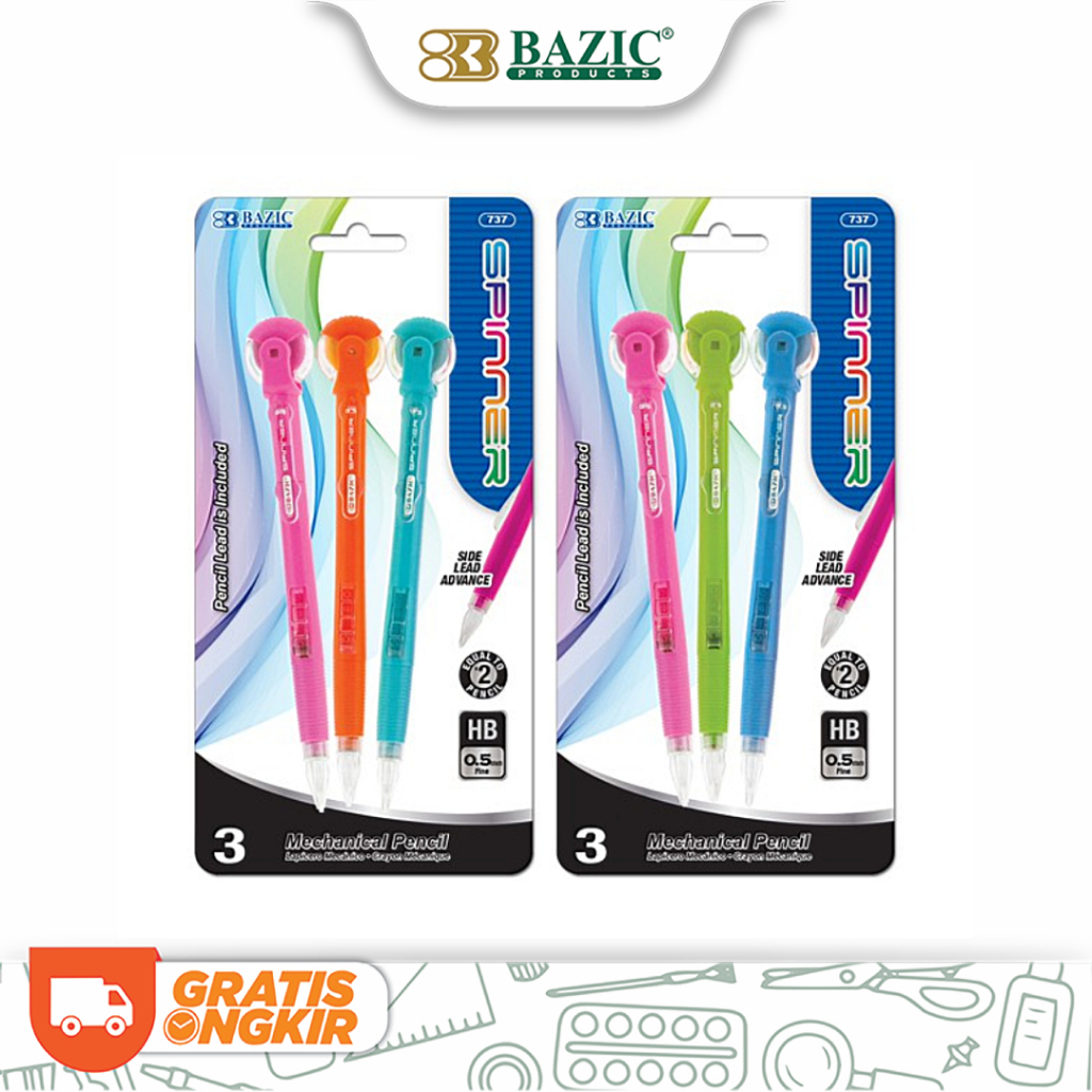 Bazic Spinner Mechanical Pencil 0.5mm with Eraser / Mechanical Pencil ...