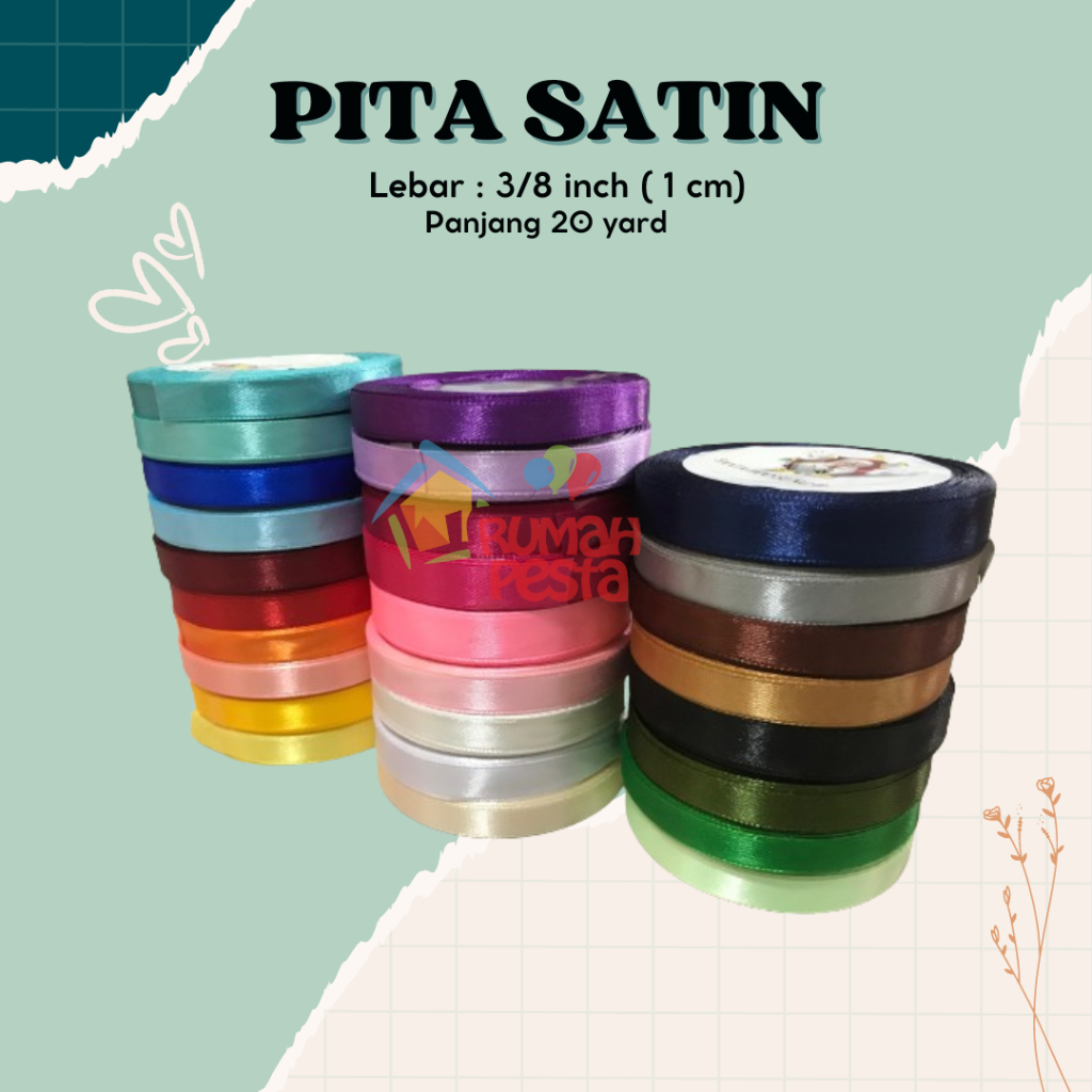 Satin Ribbon 3/8 Inch /1 cm (ribbon for Decoration Souvenir Gift ...