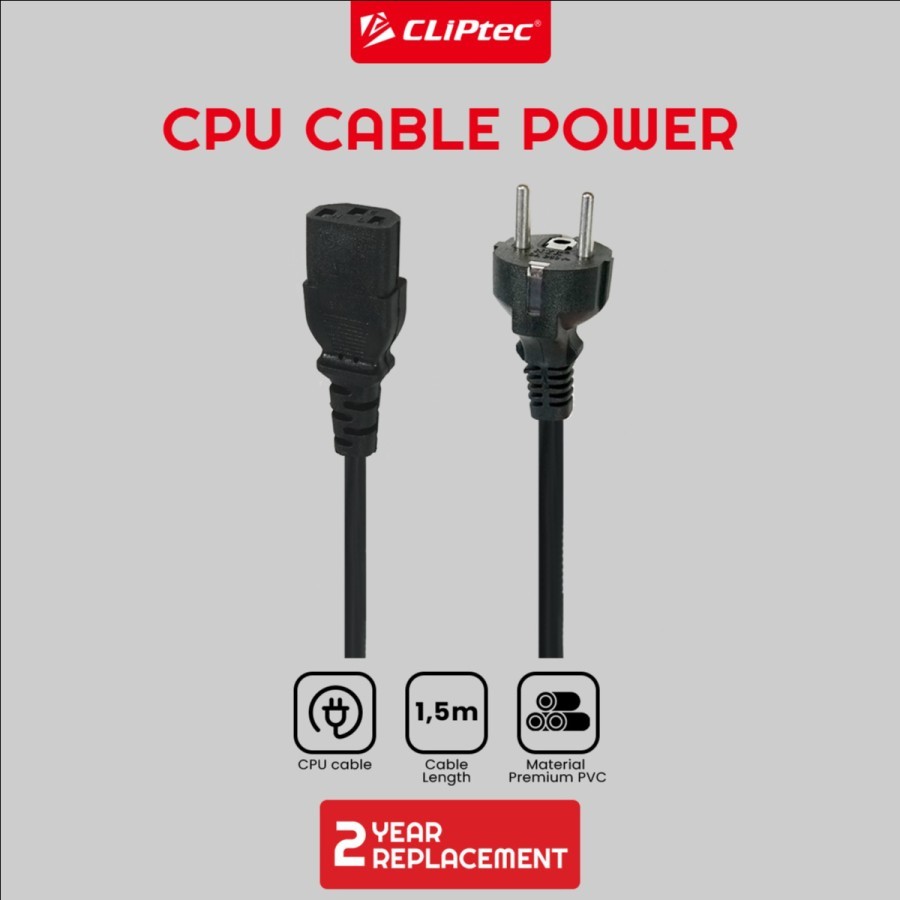 Cliptec 1.5m Thick Cpu Power Cable - 1.5m. Printer Ups Power Cable ...