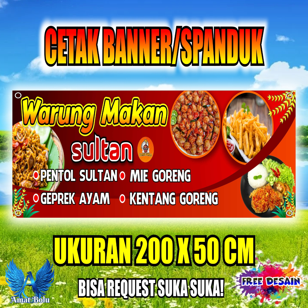 Print Banner Print Sultan Food Stall Banner Size 200X50 CM Can REQUEST ...