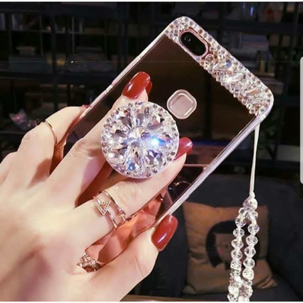 Diamond Plated Mirror & Pop Socket Case Samsung S22 S22 Pro S22 Plus ...