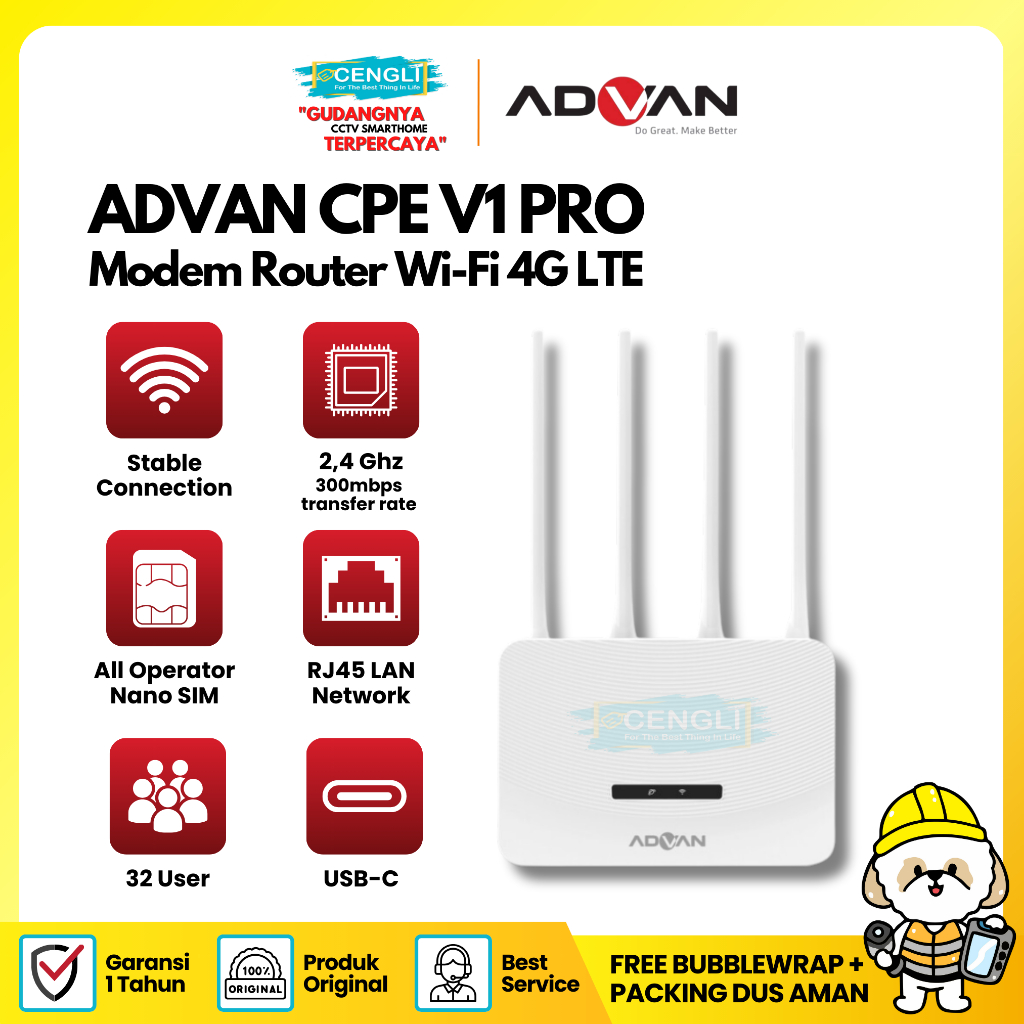 Advan CPE V1 Pro Modem WiFi Router 4G LTE Modem Unlock Operator USB ...