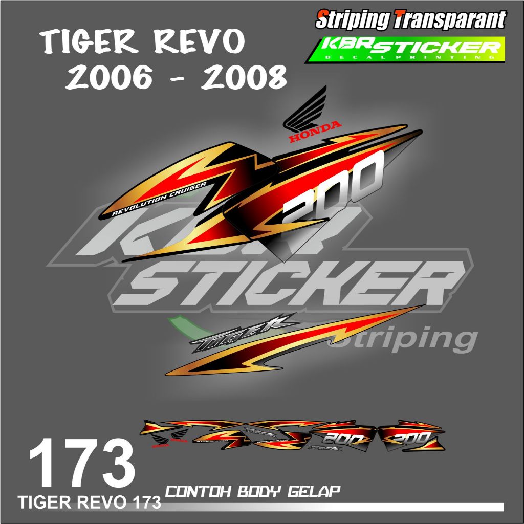 TIGER REVO 2006-2008 HONDA TIGER REVO MOTORCYCLE STRIPING STICKERS ...