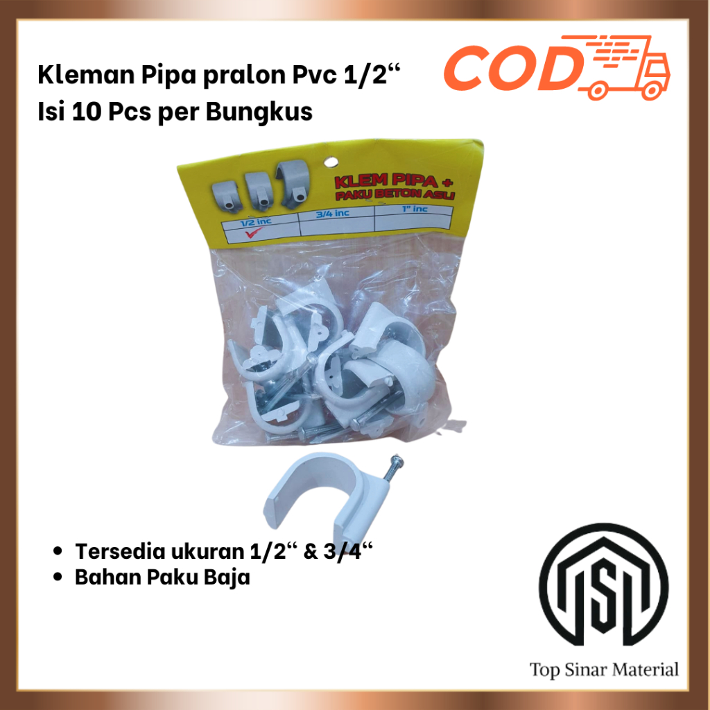 Pvc Pipe Clamps + Concrete Nails 1/2" 3/4" Omega Clam Clamp - 1 Pack ...