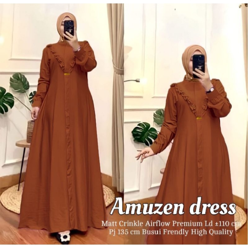 Amuzen dress maxy Latest/gamis crinkle airflow Latest model 2024 ...