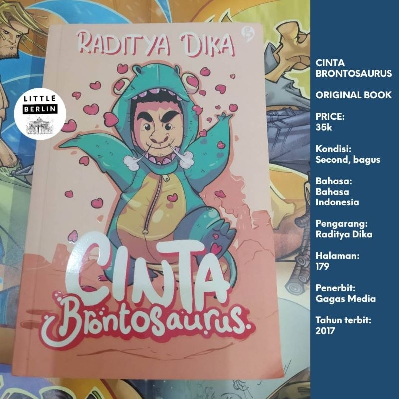 Original Novel Raditya Dika CINTA BRONTOSAURUS+Original Poster+Bookmark ...
