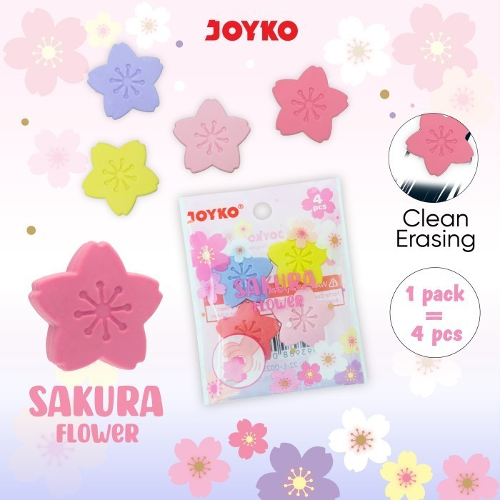 Joyko ER-142 Sakura Flower Eraser Eraser 1 Pack 4 Pcs | Shopee Philippines