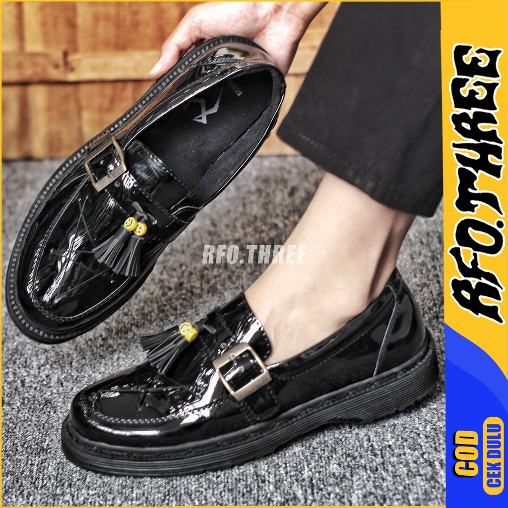 Rfothree Into - Men's Shoes Loafers Formal Formal Star Smile Lak Glossy ...