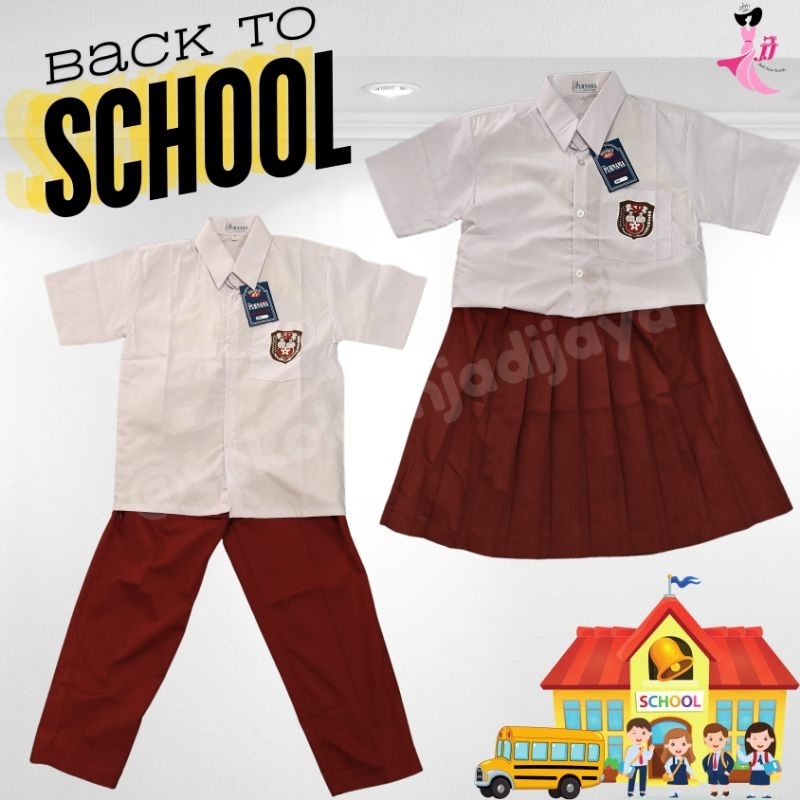 KEMEJA MERAH Elementary school uniform Set / elementary school uniform ...