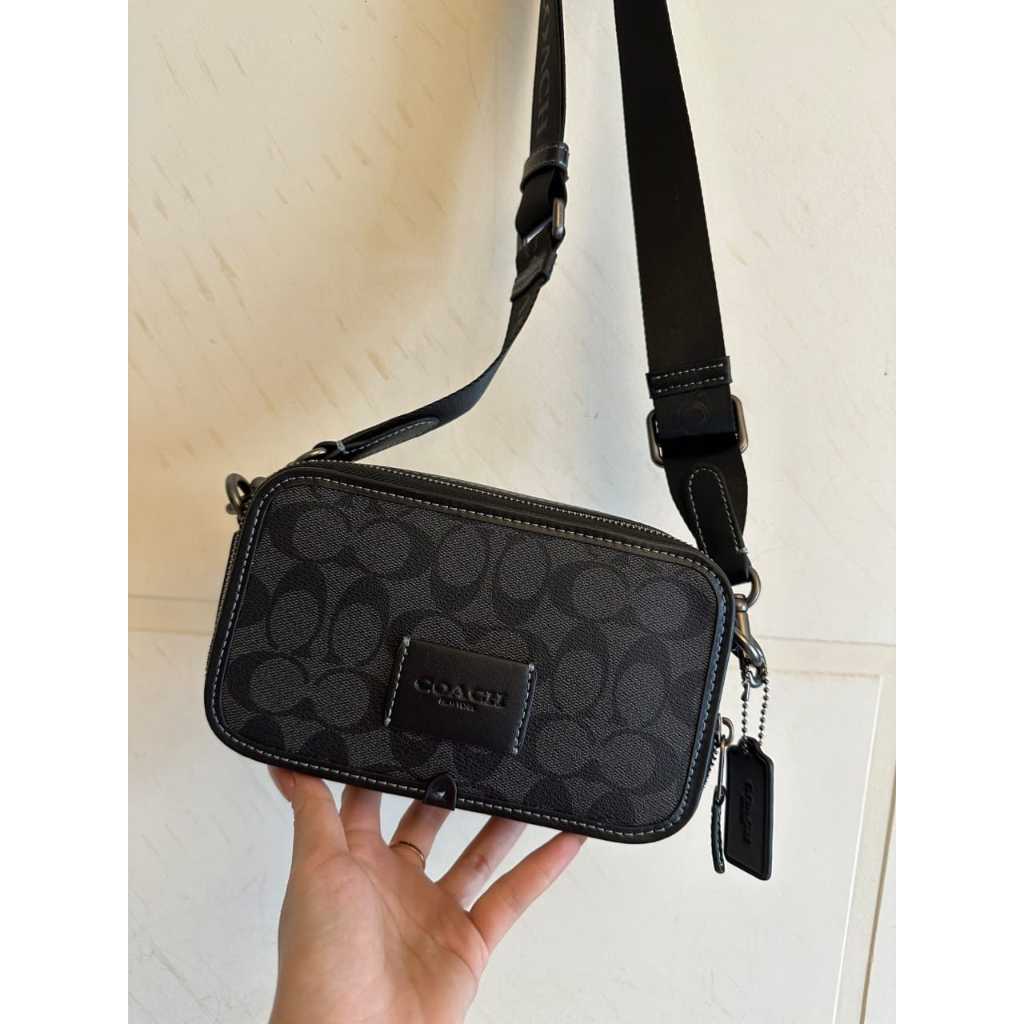 Coc CM109 Wyatt Crossbody Bag Signature Charcoal Black | Shopee Philippines