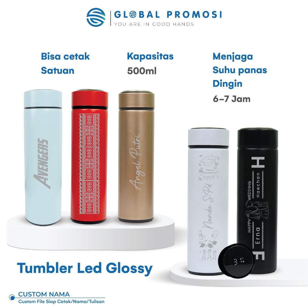 Custom Glossy LED Smart Tumbler Temperature Temperature Stainless Drink ...