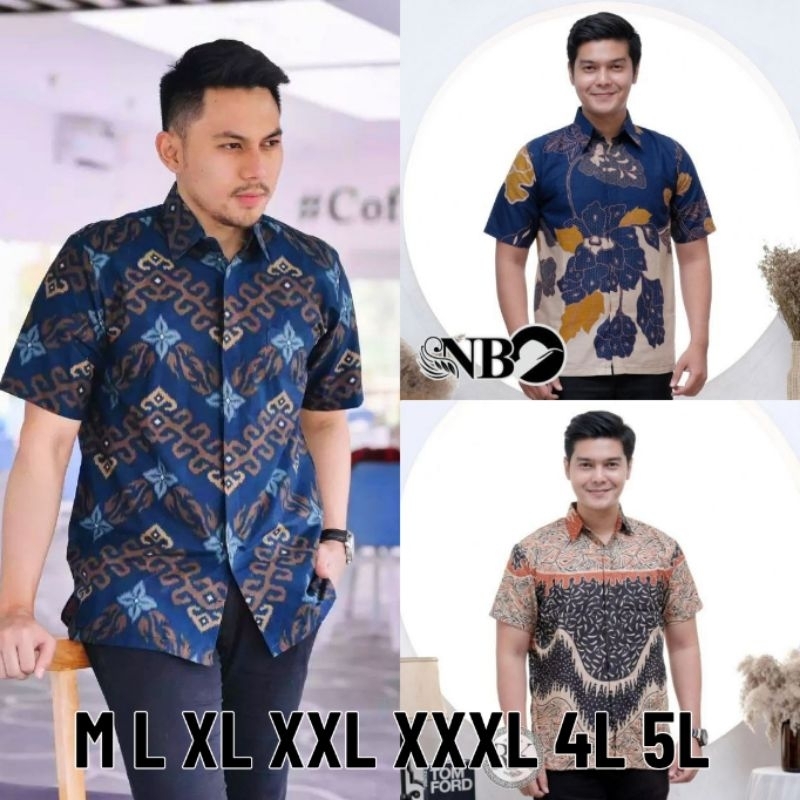Men's batik short sleeve men's batik shirt big size jumbo batik ML XL ...