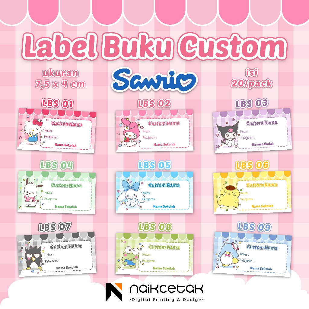 SANRIO CUSTOM BOOK STICKER LABEL Hello Kitty Kuromi My Melody ...
